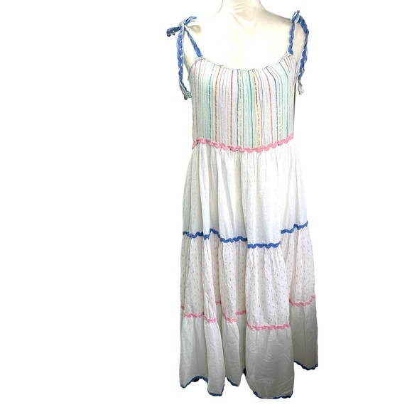 Z & L | Dresses | Z L Europe Seneca Boho Shoulder Tie Flowy Metallic ...